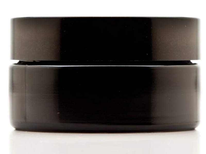 200ml Shallow UV Glass Cosmetic Jar with Black Screw Top Lid / Disc ...